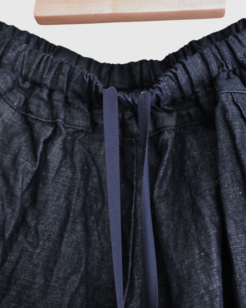 (g) Light denim throw pants in Indigo – Miel.jp