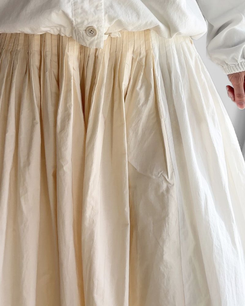 maison de soil 40s ORGANIC POPLIN(PATCHWORK) PINTUCK FLARED SKIRT WITH ...