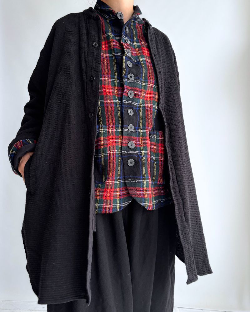 ichi Antiquite’s Cotton Wool Tartan Check Jacket Black | Autumn Winter Outerwear – Miel.jp